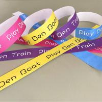 China Custom Logo Printed Tyvek Wristbands Waterproof Strong Adhesive Closure 250x25mm for sale