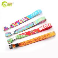 China Custom Logo Woven Fabric Wristband 350x15mm for Festival Events One Time Use for sale
