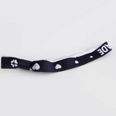 China Custom Logo Woven Fabric Wristband 350x15mm for Festival Events One Time Use for sale