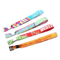 China Custom Polyester Festival Woven Wristband 350x15mm One Time Use Fabric Bracelet for sale