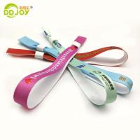 China Custom Logo Polyester Satin Woven Ribbon Wristband 350x15mm for Events for sale