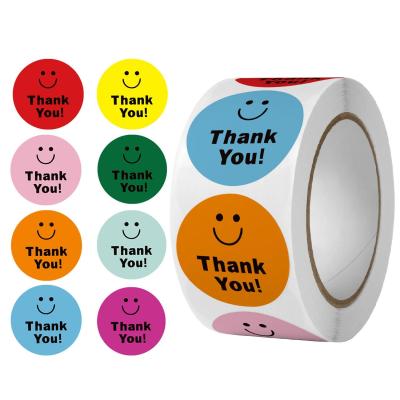 China 1 Inch 25mm Custom Rainbow Thank You Sticker Roll 500pcs for Gift Decoration for sale