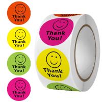 China 1 Inch 25mm Custom Rainbow Thank You Sticker Roll 500pcs for Gift Decoration for sale