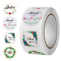 China 1 Inch 25mm Custom Rainbow Thank You Sticker Roll 500pcs for Gift Decoration for sale