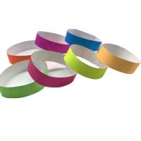 China Neon Tyvek Wristband 250x19mm Adhesive Closure Waterproof ID Wristband for Events for sale