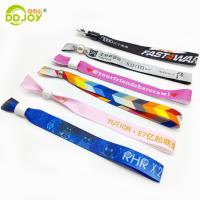 China Custom Logo Polyester Satin Woven Ribbon Wristband 350x15mm for Events for sale