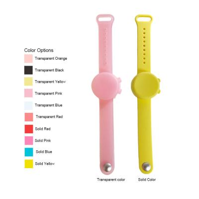 China Silicone Hand Sanitizer Wristband 15ml Adjustable Dispenser Bracelet Custom Logo for sale