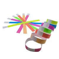 China Neon Paper Tyvek Wristband 250x25mm for Festivals Custom Logo and Colors for sale