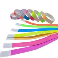 China Neon Paper Tyvek Wristband 250x25mm for Festivals Custom Logo and Colors for sale