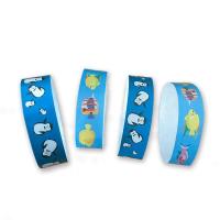 China Custom Tyvek Paper Wristbands 250x25mm Dinosaur Rabbit Balloon Design Stock Colors for sale
