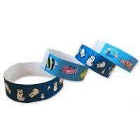 China Custom Tyvek Paper Wristbands 250x25mm Dinosaur Rabbit Balloon Design Stock Colors for sale