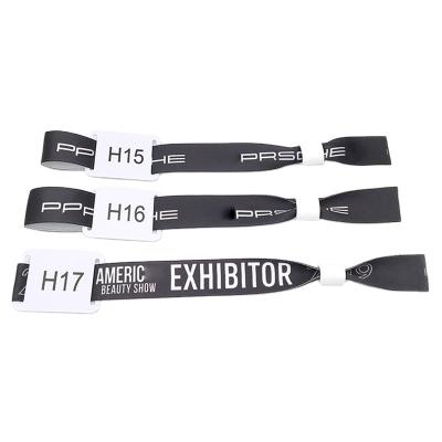 China Custom RFID Chip Satin Fabric Wristbands 350x15mm with Logo Printing for Events for sale
