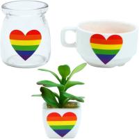 China Rainbow Heart Ribbon Sticker 1.5 inch 500pcs per Roll Striped Love Pride Gift Craft for sale