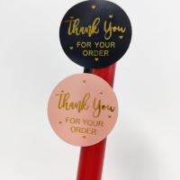 China 1 Inch 25mm Waterproof Kraft Paper Roll Gold Logo Label Stickers 500pcs per Roll for Custom Order for sale