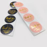China 1 Inch 25mm Waterproof Kraft Paper Roll Gold Logo Label Stickers 500pcs per Roll for Custom Order for sale