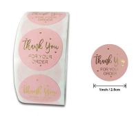 China 1 Inch 25mm Waterproof Kraft Paper Roll Gold Logo Label Stickers 500pcs per Roll for Custom Order for sale