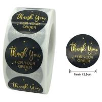China 1 Inch 25mm Waterproof Kraft Paper Roll Gold Logo Label Stickers 500pcs per Roll for Custom Order for sale