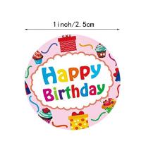 China 500pcs Cartoon Happy Birthday Stickers Adhesive Party Decoration Roll 65g for sale
