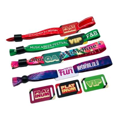 China Custom Colorful Fabric Wristbands 350x15mm Promotional Woven Bracelets for Events for sale