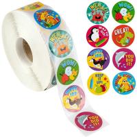 China 1 inch 25mm Round Stickers 500 Pcs Cute Animals Labels for School Rewards Teachers for sale
