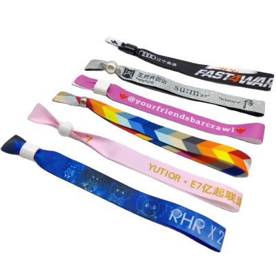 China Custom Polyester Woven Fabric Wristbands 350x15mm for Events Single Double Sided Printing for sale