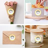 China Custom Oil Resistant Rainbow Thank You Sticker 500 Pieces per Roll for Gift Decoration for sale