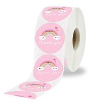 China Custom Oil Resistant Rainbow Thank You Sticker 500 Pieces per Roll for Gift Decoration for sale