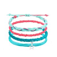 China Handmade Bohemian Wax Thread Bracelet Mix Color Daisy Sunflower Turtle Shell 18cm for sale