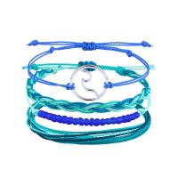 China Handmade Bohemian Wax Thread Bracelet Mix Color Daisy Sunflower Turtle Shell 18cm for sale