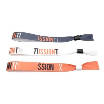 China Custom Logo Polyester Festival Wristband 350x15mm Waterproof Secure Lock for Events for sale