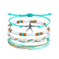 China Handcrafted Wax Thread Braided Rice Bead Bracelet 16 8cm Colorful Women Jewelry for sale