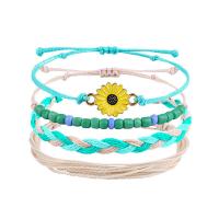 China Handcrafted Wax Thread Braided Rice Bead Bracelet 16 8cm Colorful Women Jewelry for sale
