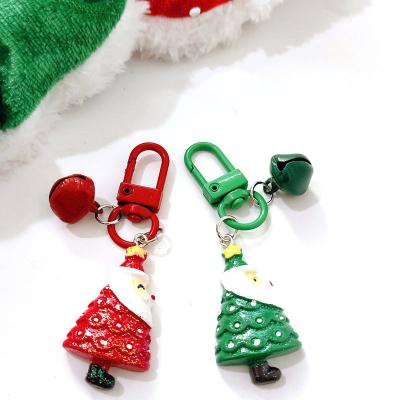 China Stainless Steel Santa Claus Christmas Tree Bell Keychain Pendant 30x30x1.5mm for sale