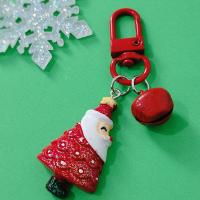 China Stainless Steel Santa Claus Christmas Tree Bell Keychain Pendant 30x30x1.5mm for sale