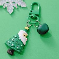 China Stainless Steel Santa Claus Christmas Tree Bell Keychain Pendant 30x30x1.5mm for sale