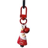 China Stainless Steel Santa Claus Christmas Tree Bell Keychain Pendant 30x30x1.5mm for sale