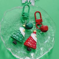 China Stainless Steel Santa Claus Christmas Tree Bell Keychain Pendant 30x30x1.5mm for sale