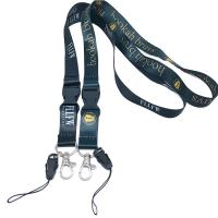 China Custom Polyester Lanyards 1cm Width 90cm Length with Card Holder Keychain for ID Badge for sale
