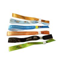 China Custom Polyester Woven Satin Fabric Wristband 350x15mm for Sport Music Festival Events for sale