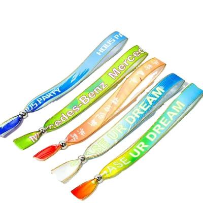 China Custom RFID Chip Satin Fabric Wristbands 1.5x35cm with Logo Printing for Events for sale