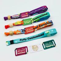 China Custom RFID Chip Wristbands 1.5x35cm Polyester Event Festival Fabric with Logo Printing for sale