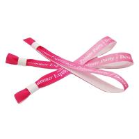 China Adjustable Cloth Wristband with Plastic Clip 350x15mm Custom Logo Event Access Control for sale
