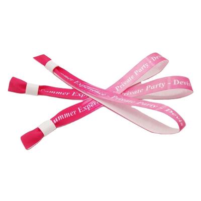 China Adjustable Cloth Wristband with Plastic Clip 350x15mm Custom Logo Event Access Control for sale