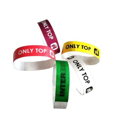 China Custom Tyvek Paper Wrist Bands 250x19mm 250x25mm Digital Printing for Event Party Supplies for sale