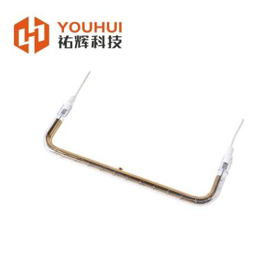 China Gold Coated U-Shaped Halogen Heating Lamp 1100-2600C Filament for sale