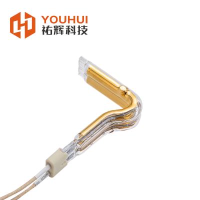 China L Shape Gold Coated Infrared Heating Element Tube with 11x23mm Size 150-6000W Power and 1250℃ Working Temperature for sale