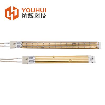 China Gold Coating Twin Tube Infrared Lamps with 5000 Hours Warranty and Tungsten Wire Filament for High Efficiency Heating for sale