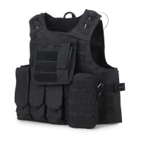 China 1000D Oxford Military And Police Equipment Black Molle Tactical Vest Plate Carrier for sale