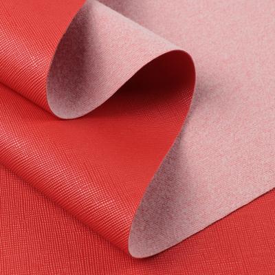 China 1.0mm Brushed Bottom PVC Saffiano Leather Fabric for Handbags, Luggage & Furniture for sale