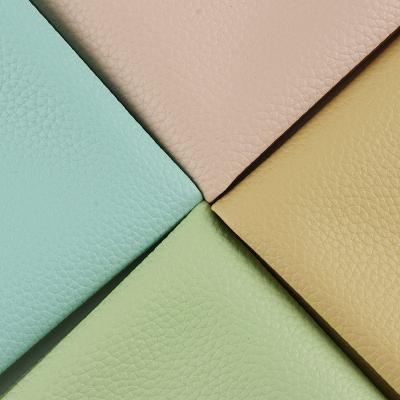 China 1.2mm Thickness Brushed Bottom Semi-PU Lychee Synthetic Leather for Handbags and Furniture for sale